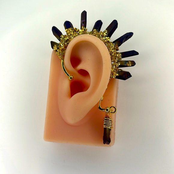 Jewelry | Purple Quartz Crystal Ear Cuff Pierce Free Earring With Gold ...